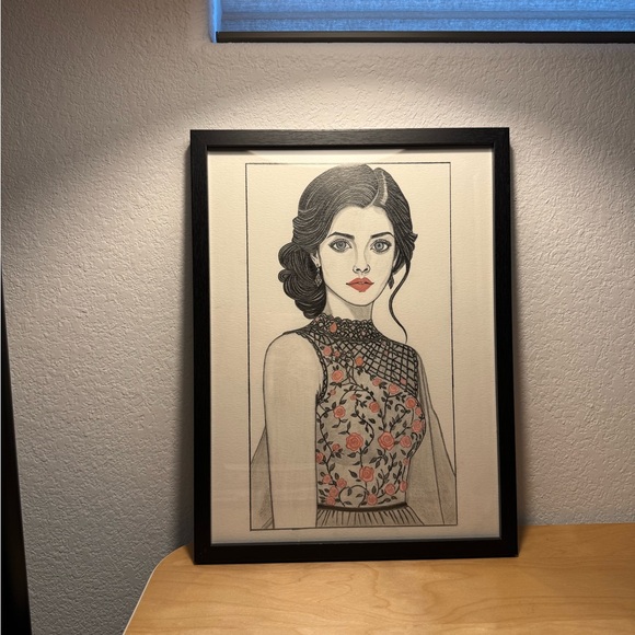 Art | Mixed Media Pencil Sketch With Frame | Poshmark